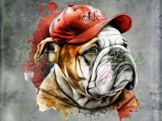TkaneDziane.pl > PANEL DRUKOWANY BULDOG W CZERWONEJ BASEBOLÓWCE TŁO ...